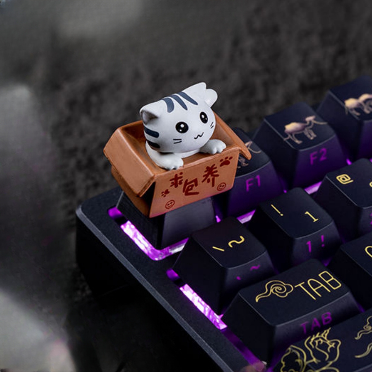 1 Piece Resin Cute Cat Keycap Unique Cross Axis Mechanical Keyboard ...