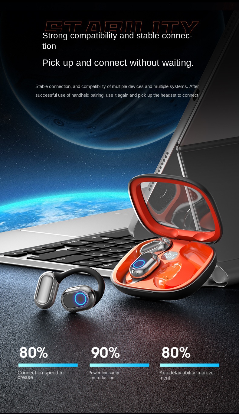 OWS Air Conduction Bluetooth Earphones Long Standby Gaming Headset with ...