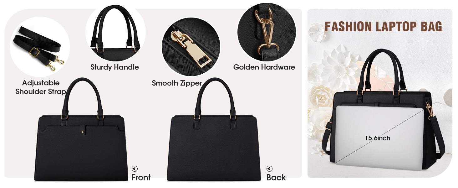 [MC]Laptop Bag for Women 15.6 Inch Tote Bag Leather Work Bag Waterproof ...