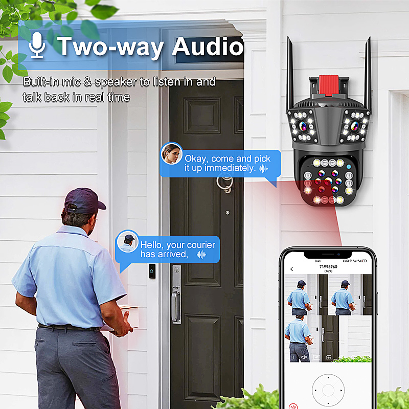 YOOSEE Three Lens 2MP CCTV Camera With Speaker Two Way Audio Night ...