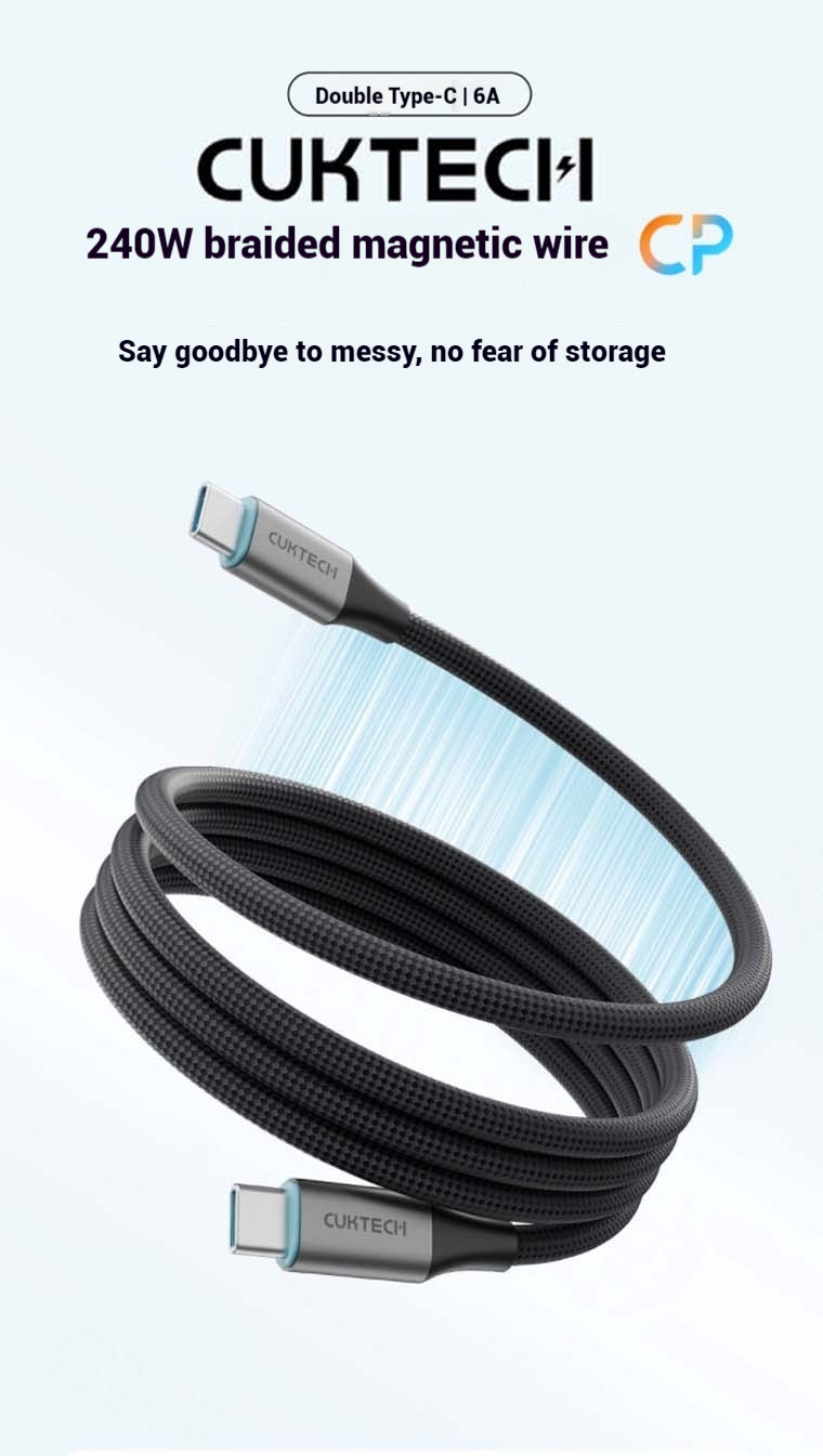 CUKTECH CMC610 C-C Magnetic Braided Data cable Dual Type-c Fast ...