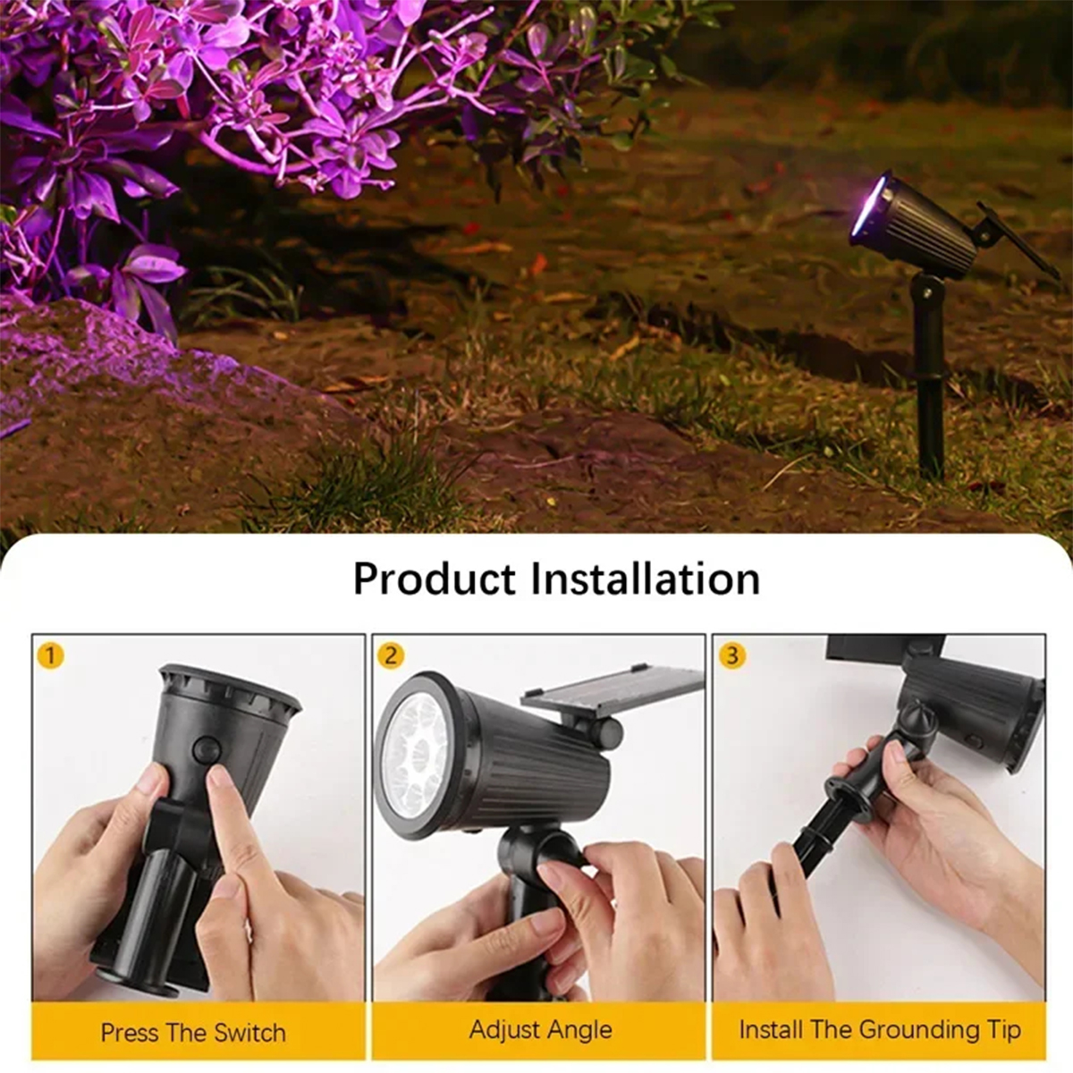9LEDs Lawn Light Angle Adjustable Warm LED Waterproof Outdoor Voltage ...