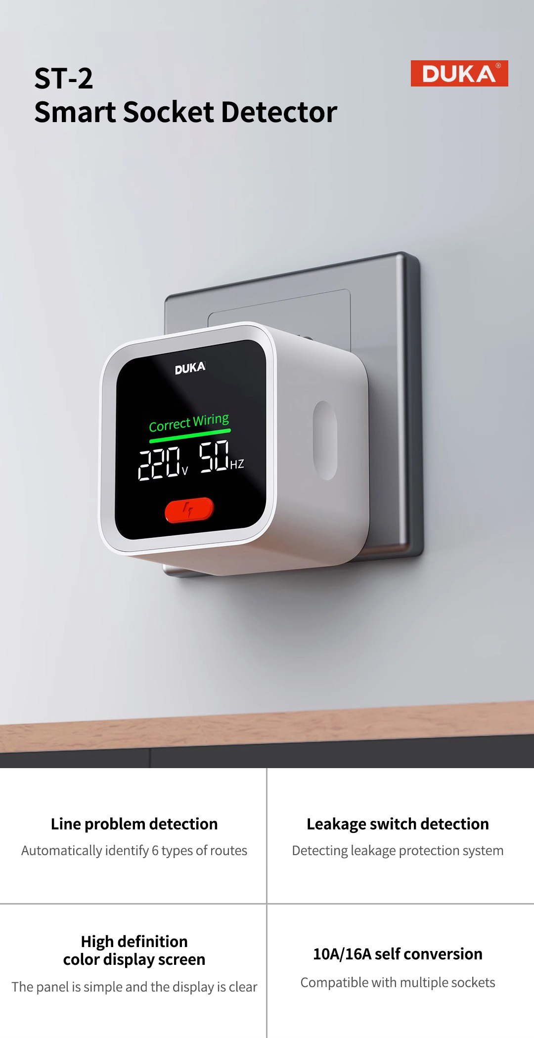 DUKA ST2 Smart Socket Tester With HD Color Display Line Problem And ...