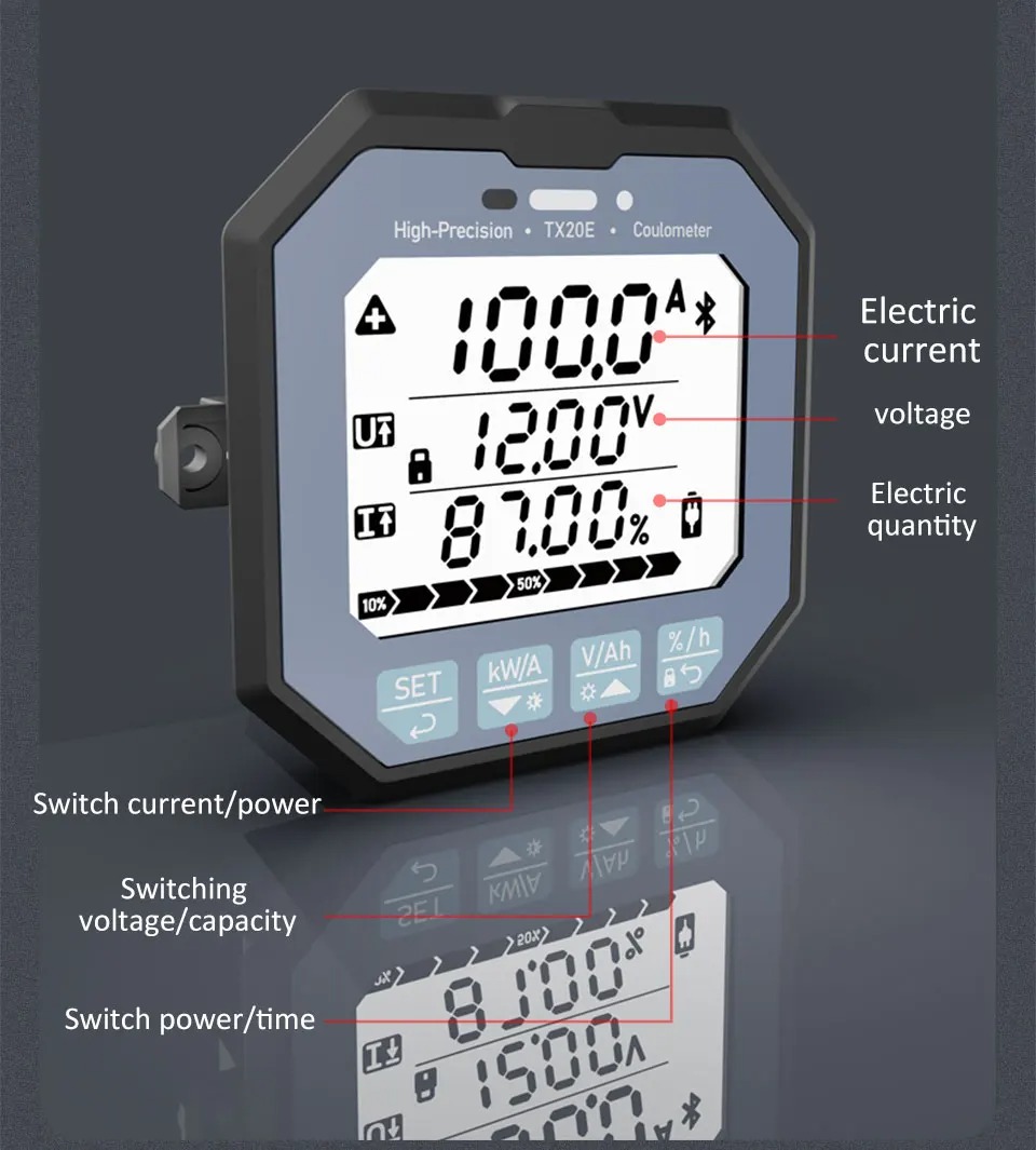 50A/100A/350A TX20 Android Bluetooth Coulomb Meter Battery Level ...