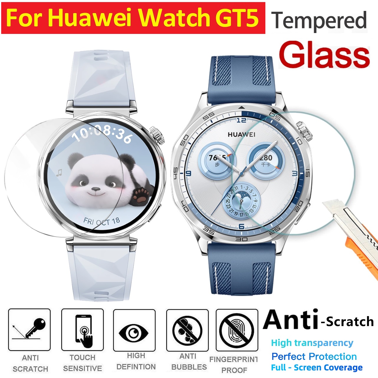 Glass Compatible For Huawei watch GT 5 Tempered Glass 9H 2.5D Huawei ...