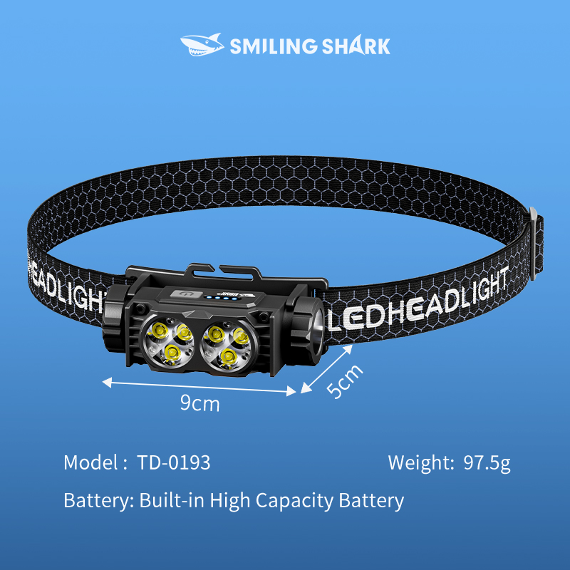 Smiling Shark TD0193 Rechargeable Headlight Mni Headlamp Led*6 2800LM ...