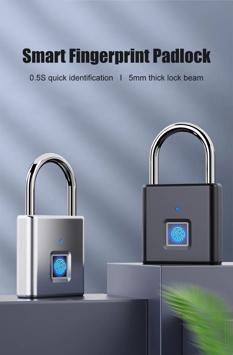 Keyless USB Charging Fingerprint Lock Smart Padlock Waterproof Door ...