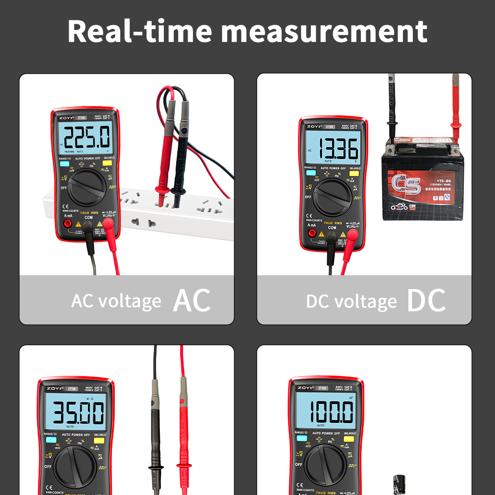 ZOYI ZT-109 9000 Counts Digital Electric Meter High-Precision AC/DC Capacitance Anti-Burn ...