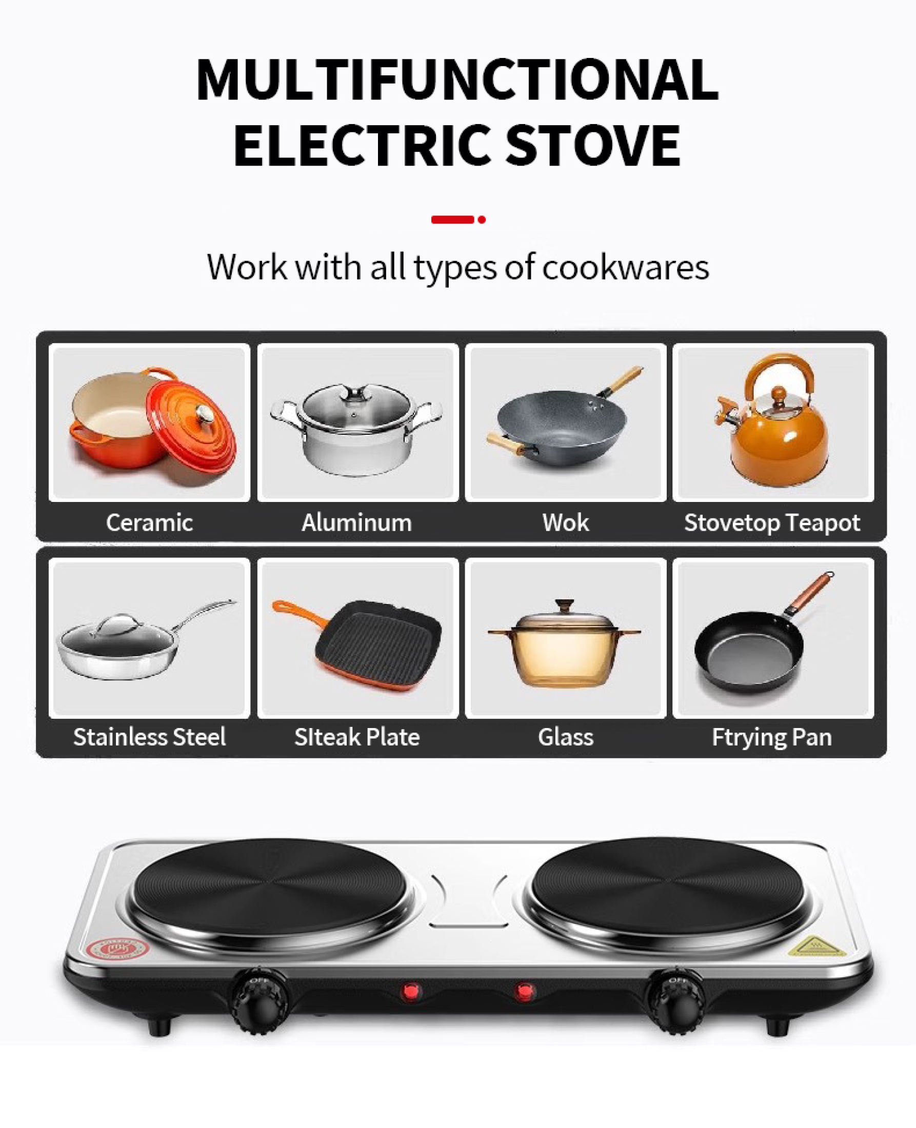 DQQI 2000W Electric Stove Double Hot Plate Electric Cooking Stove Micromatic Electric Stove ...