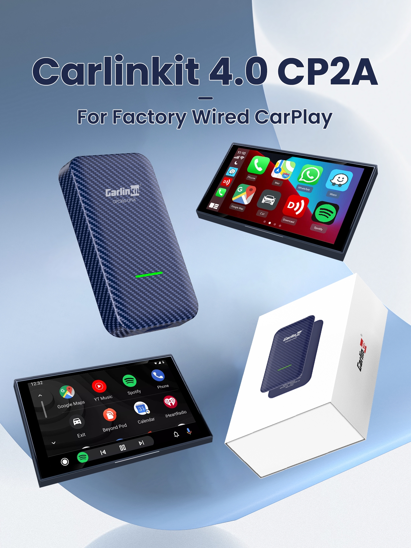 Carlinkit 4.0 Apple CarPlay Wireless Adapter Portable USB Plug and Play ...