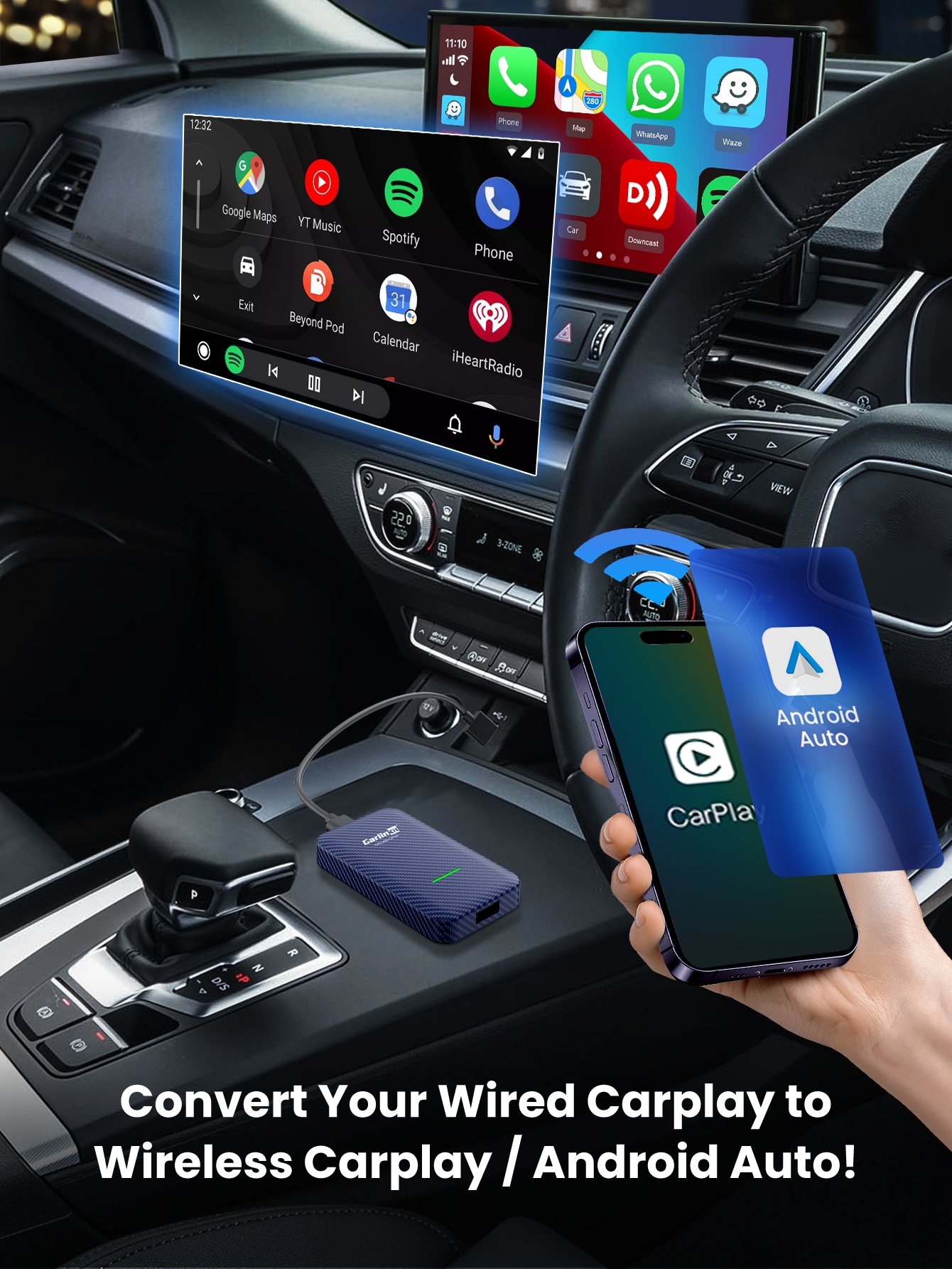 Carlinkit 4.0 Apple CarPlay Wireless Adapter Portable USB Plug and Play ...