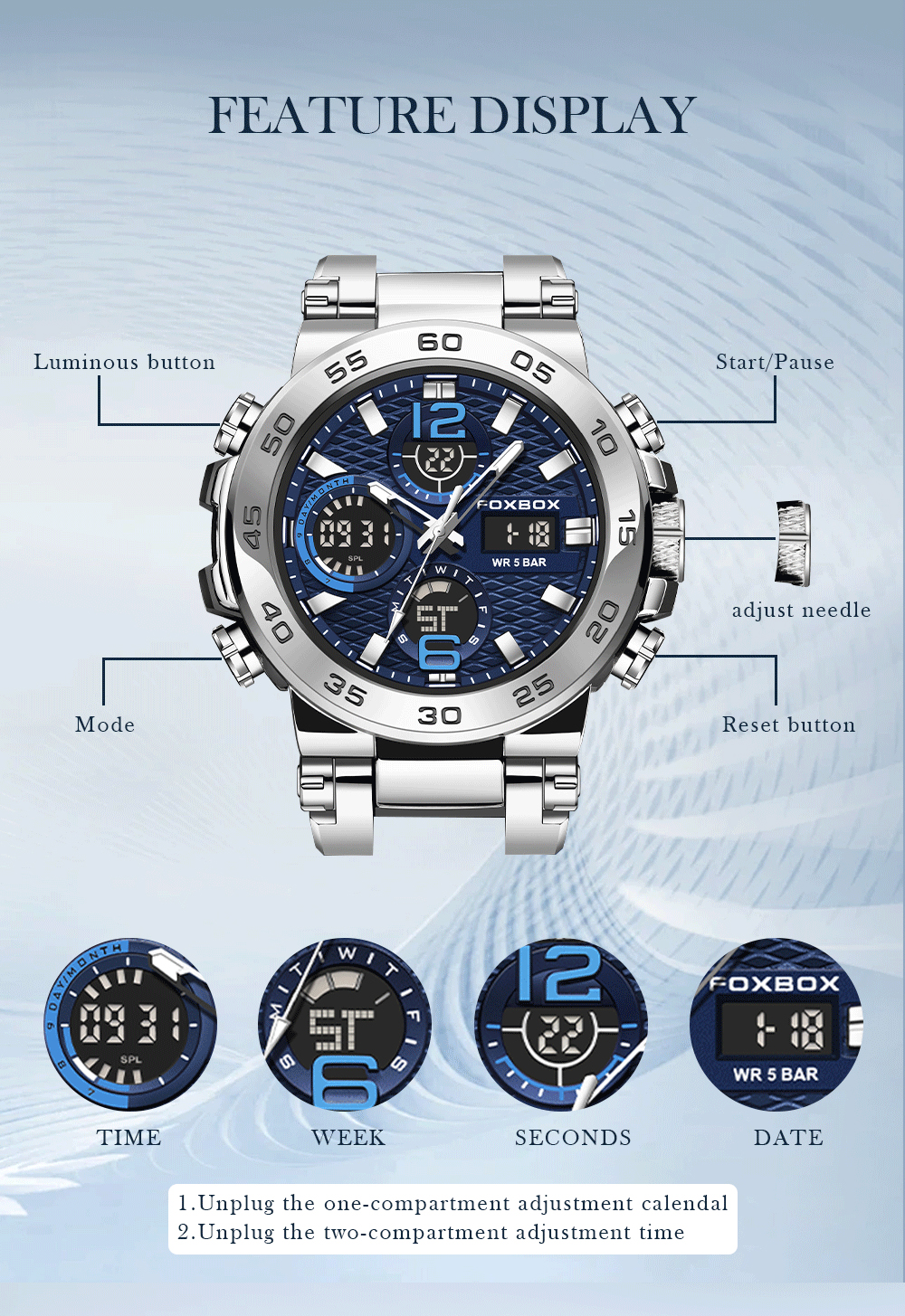 LIGE Official Digital Watch Multi Function Relo Luminous For Couple ...