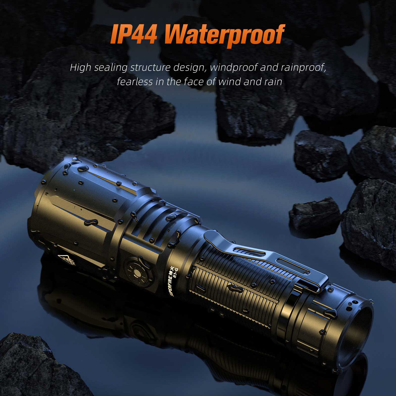 SUPERFIRE R1-G 36W High Power LED Flashlights Zoomable Type-c Rechargeable 26650 Portable Torch ...