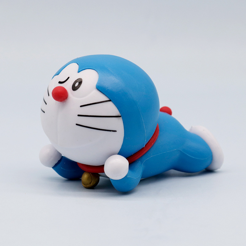 6Pcs/Set 7cm Anime Cartoon Doraemon Figure Machine Cat Sleep Swim Ring ...