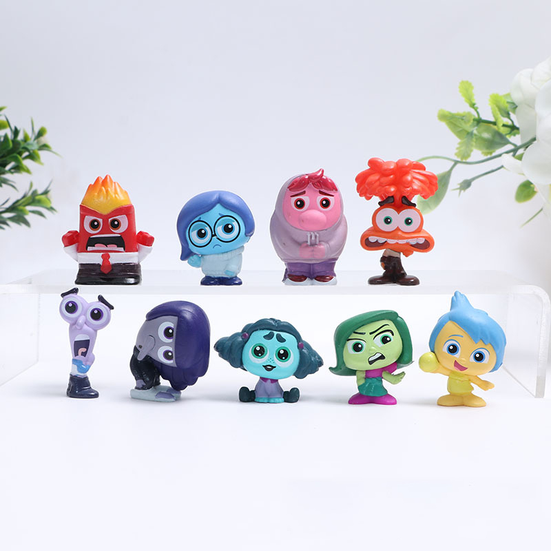9Pcs/Set 3-5cm Anime Inside Out 2 Anger Disgust Sadness Joy Fear ...