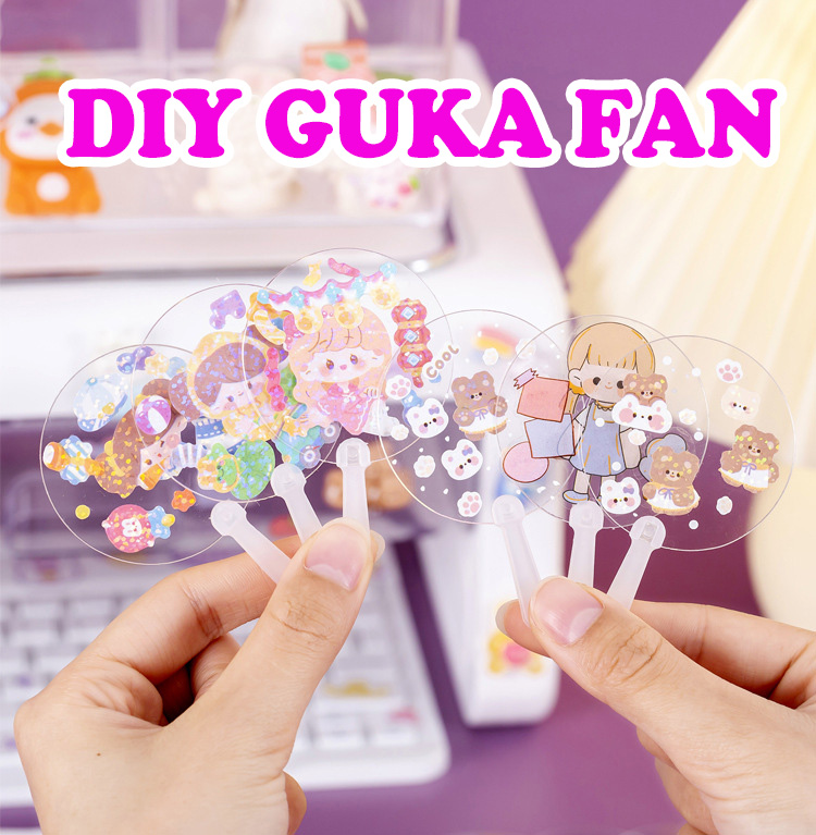 50/100pcs DIY Transparent Gudetama Fan Mini Guka Fan Deco Keychain Gift ...