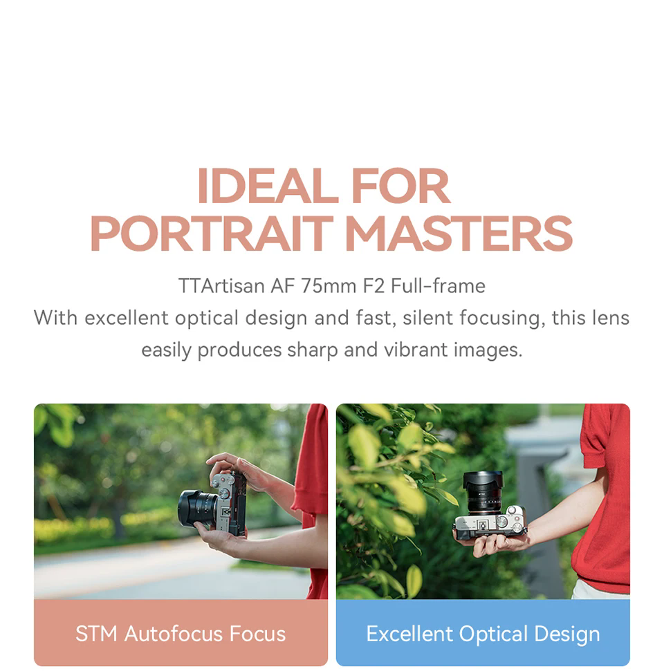 TTArtisan 75mm f2 AF Autofocus Full Frame Prime Focus portrait Camera ...