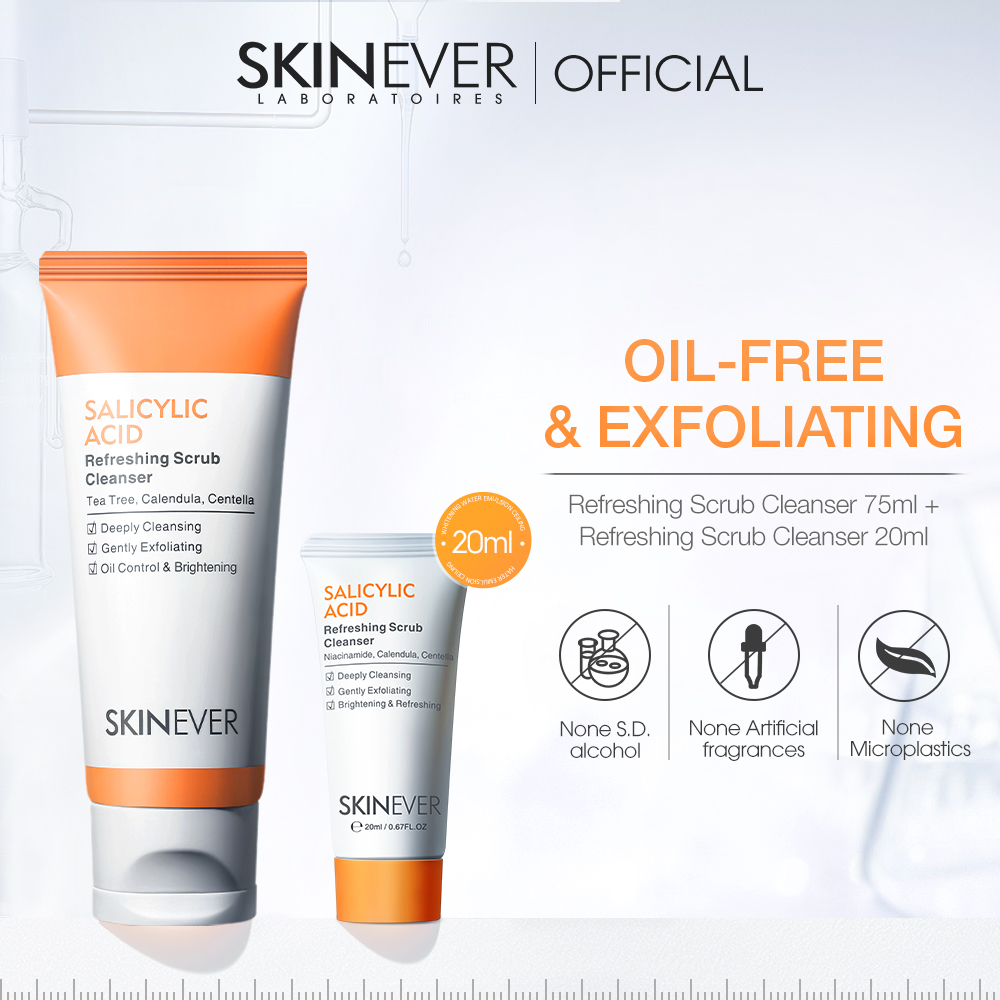 SKINEVER Salicylic Acid Scrub Cleanser Acne Treatment Niacinamide Scrub ...