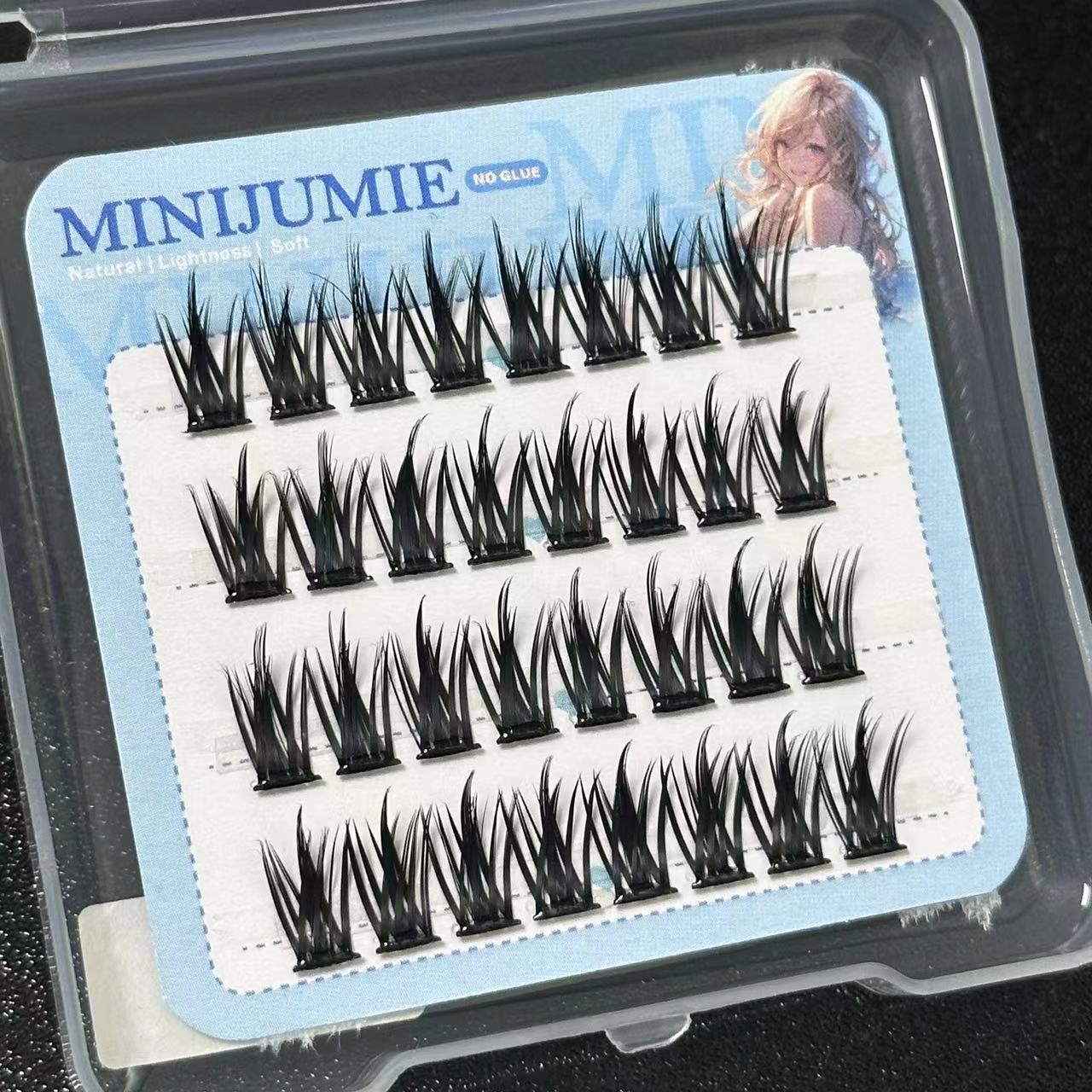 Minijumie Natural False Eyelashes Cat Elf Self-Adhesive Thick Curling ...