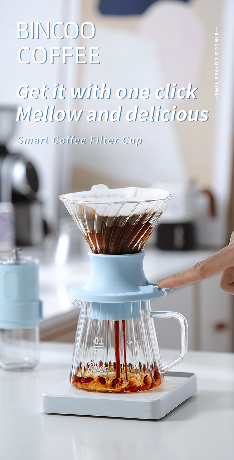 BINCOO Colorful Smart Filter Cups Hand Brewed Coffee Filter Glass Drip ...