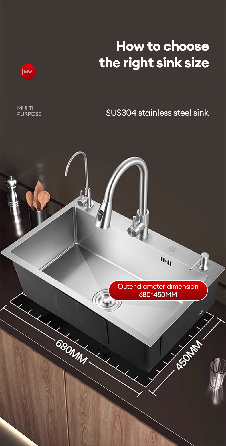 ICIC 304 Stainless Steel Sink for Kitchen Sink Single Sink/Double Sink ...