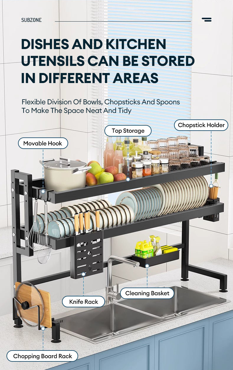 ICIC 1/2 Layers Over Sink Dish Drainer Rack Dish Rack Organizer Dish ...