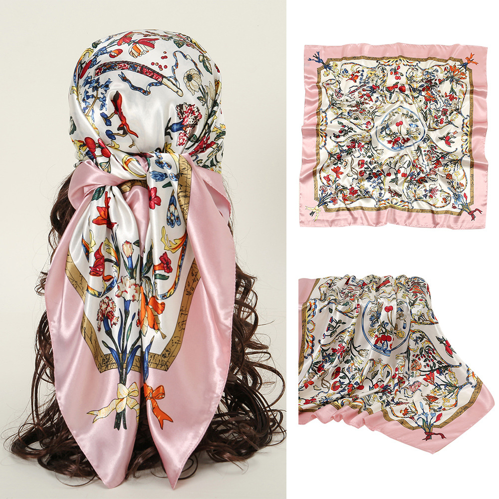Square Silk Scarf 90*90cm Women Luxury Brand Handkerchief Bandana Hijab ...