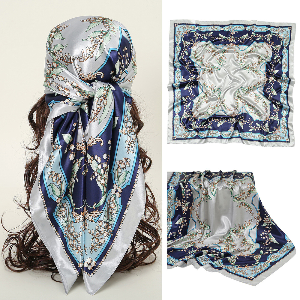 Square Silk Scarf 90*90cm Women Luxury Brand Handkerchief Bandana Hijab ...