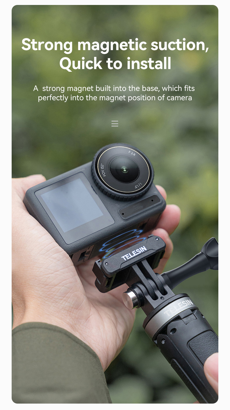 TELESIN Magnetic Two Claw Adapter for DJI Action 5 Pro 4 3 Osmo 360 ...