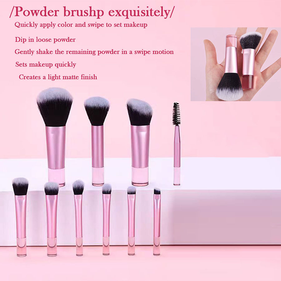 Mini Makeup Brush Set, 10 Pieces Portable Makeup Brushes With Storage ...