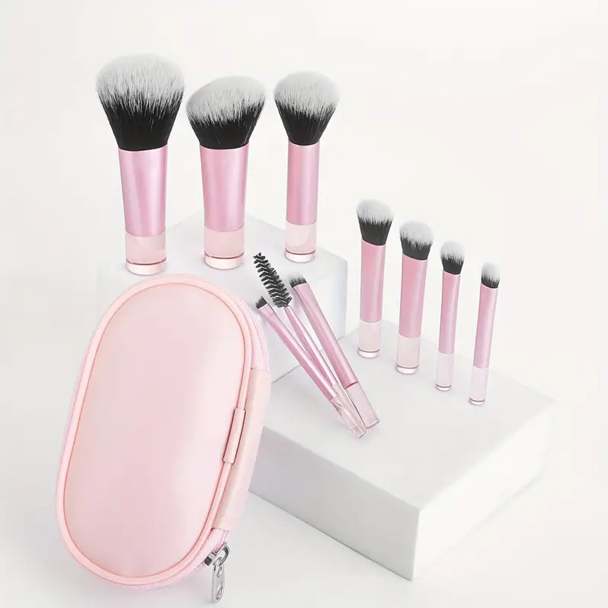 Mini Makeup Brush Set, 10 Pieces Portable Makeup Brushes With Storage ...