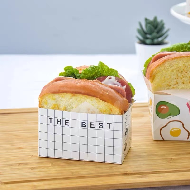 10/25/50pcs Egg Drop Sandwich Packaging Box Hamburger Bread Toast Box ...