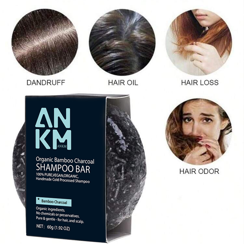 Bamboo Charcoal Shampoo Soap 60g/Block Round Block Shampoo Soap Deep ...