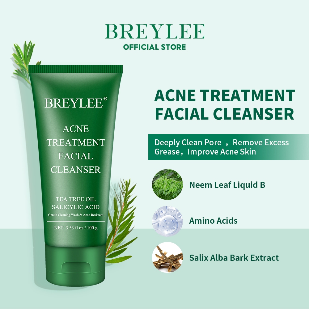 BREYLEE Facial Wash Tea Tree Acne Treatment Facial Cleanser Moisturize Control oil Remove ...