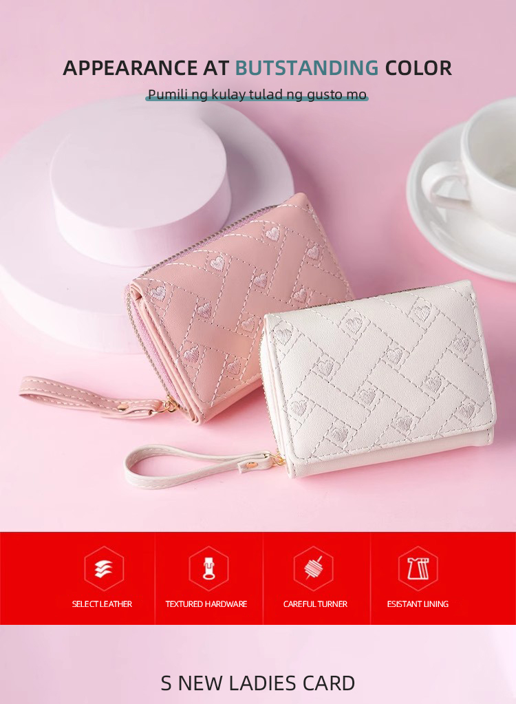 Women Wallet Cardholder Three Fold Coin Purse Multi Function Mini ...