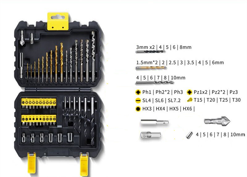 Stanley STA88546-A9 50-Piece Set Drill Bit Bit Set High Hardness ...