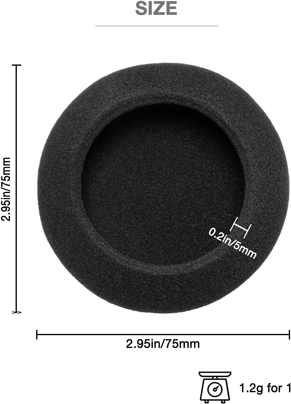 Universal Foam Ear Pads Cushion 50mm 55mm 60mm 65mm 70mm 75mm, 5Pairs ...