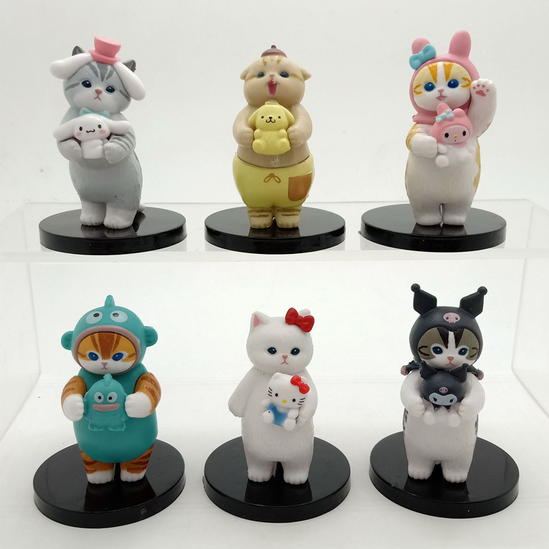 5Pcs/6Pcs/Set Anime Cartoon Mofusand Sanrio Shark Cat My Melody Kuromi ...
