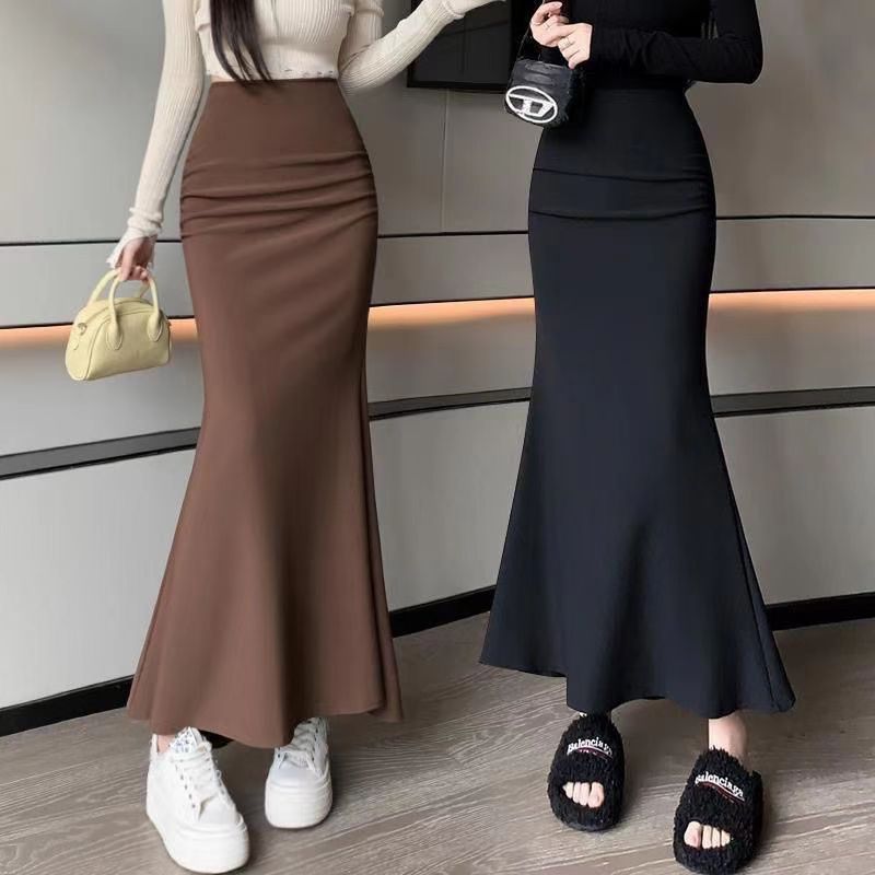 Fashion Women's Maxi Fishtail Long Skirt High Waist Muslim Pencil ...