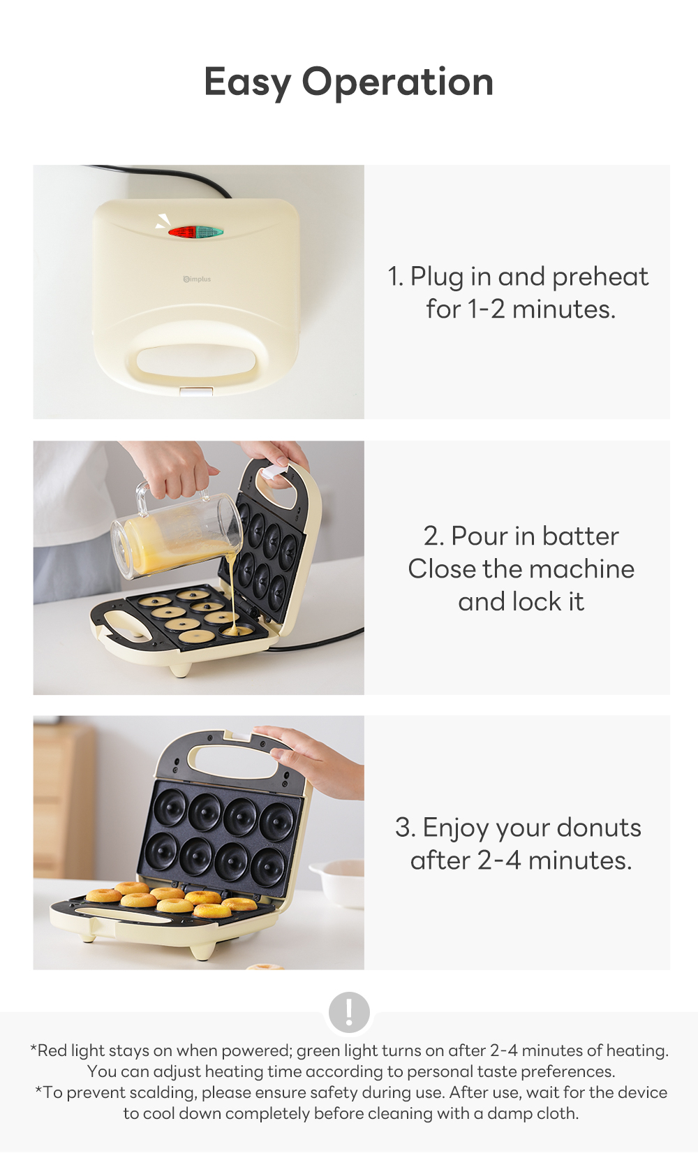 Simplus Donut Maker Waffle Maker Sandwich Maker Breakfast Machine Dual ...