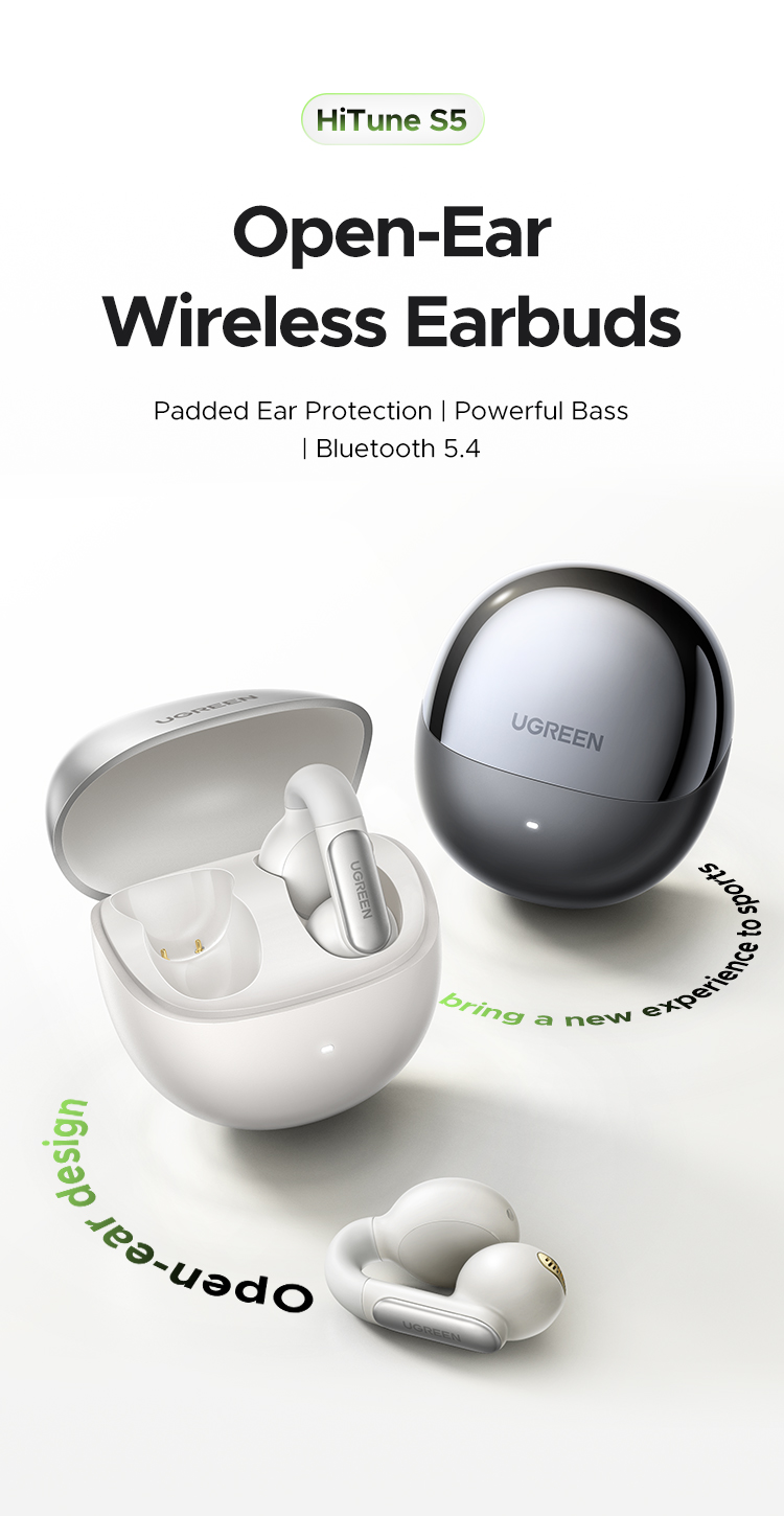 UGREEN ClipBuds S5 Upgraded Open Ear Clip Wireless Earbuds Bluetooth 5. ...