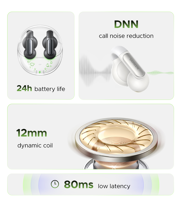 UGREEN ClipBuds S5 Upgraded Open Ear Clip Wireless Earbuds Bluetooth 5. ...