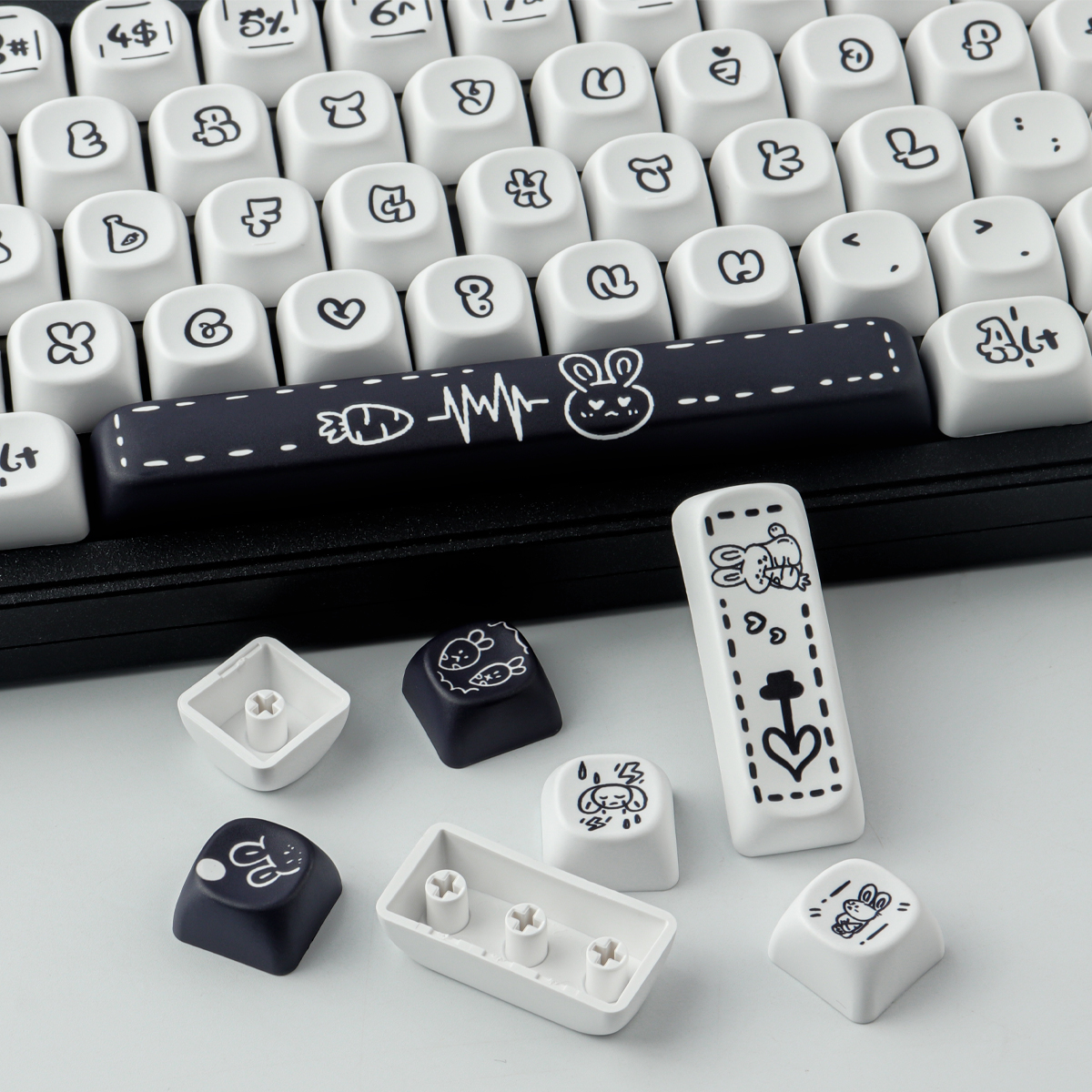 Carrot Rabbit keycaps 130 Keys keycaps MOA Profile DYE-SUB Personalized ...