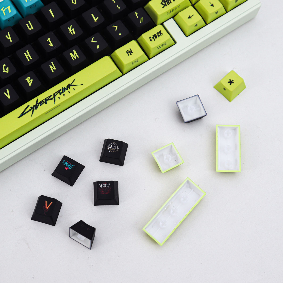130 Keys Cyberpunk Keycaps Side Shine Through PBT Dye-sub Cherry ...