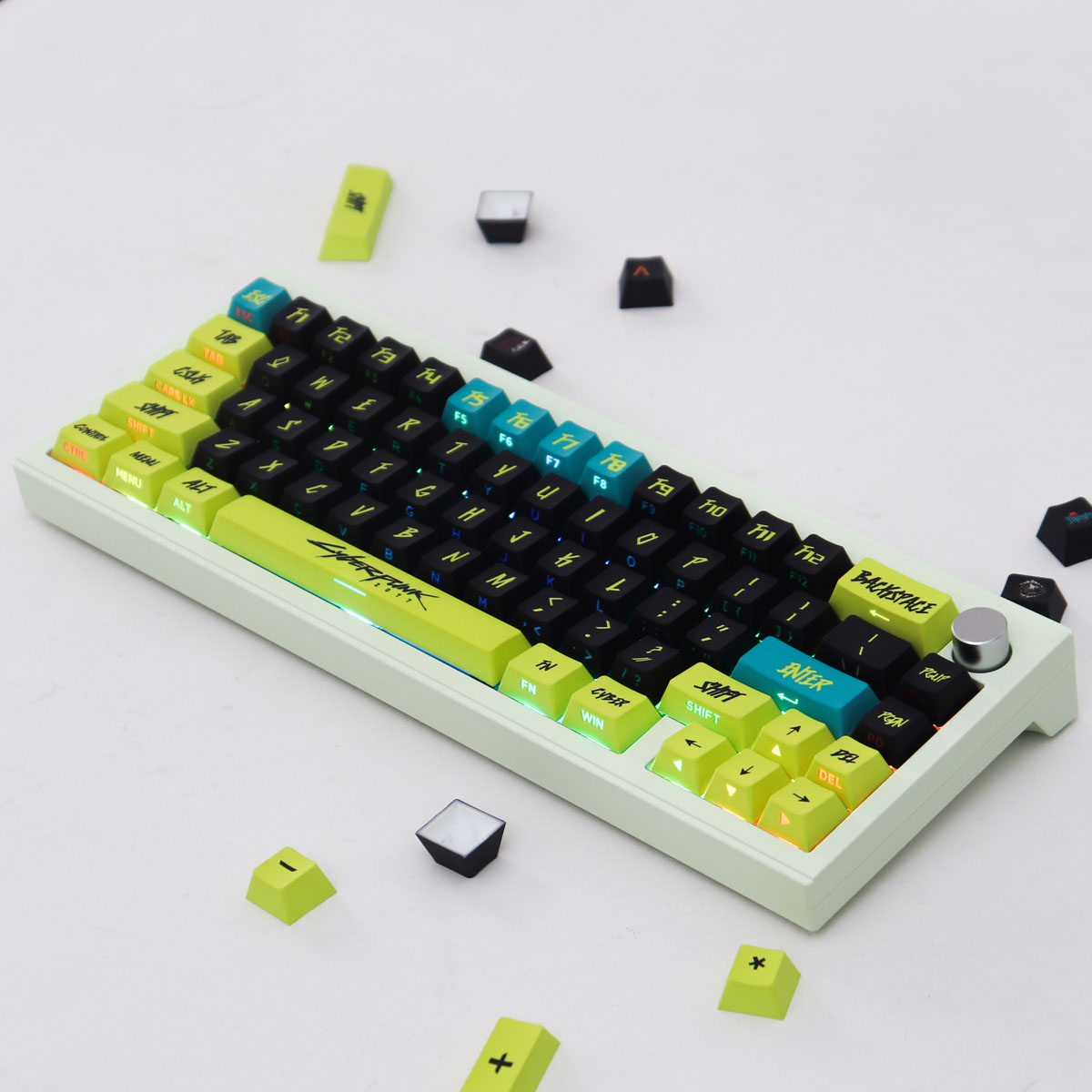 130 Keys Cyberpunk Keycaps Side Shine Through PBT Dye-sub Cherry ...