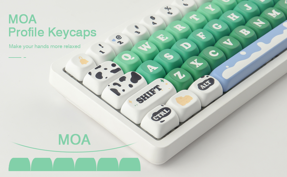 Cow Pasture keycaps 126 Keys keycaps MOA Profile DYE-SUB Personalized ...