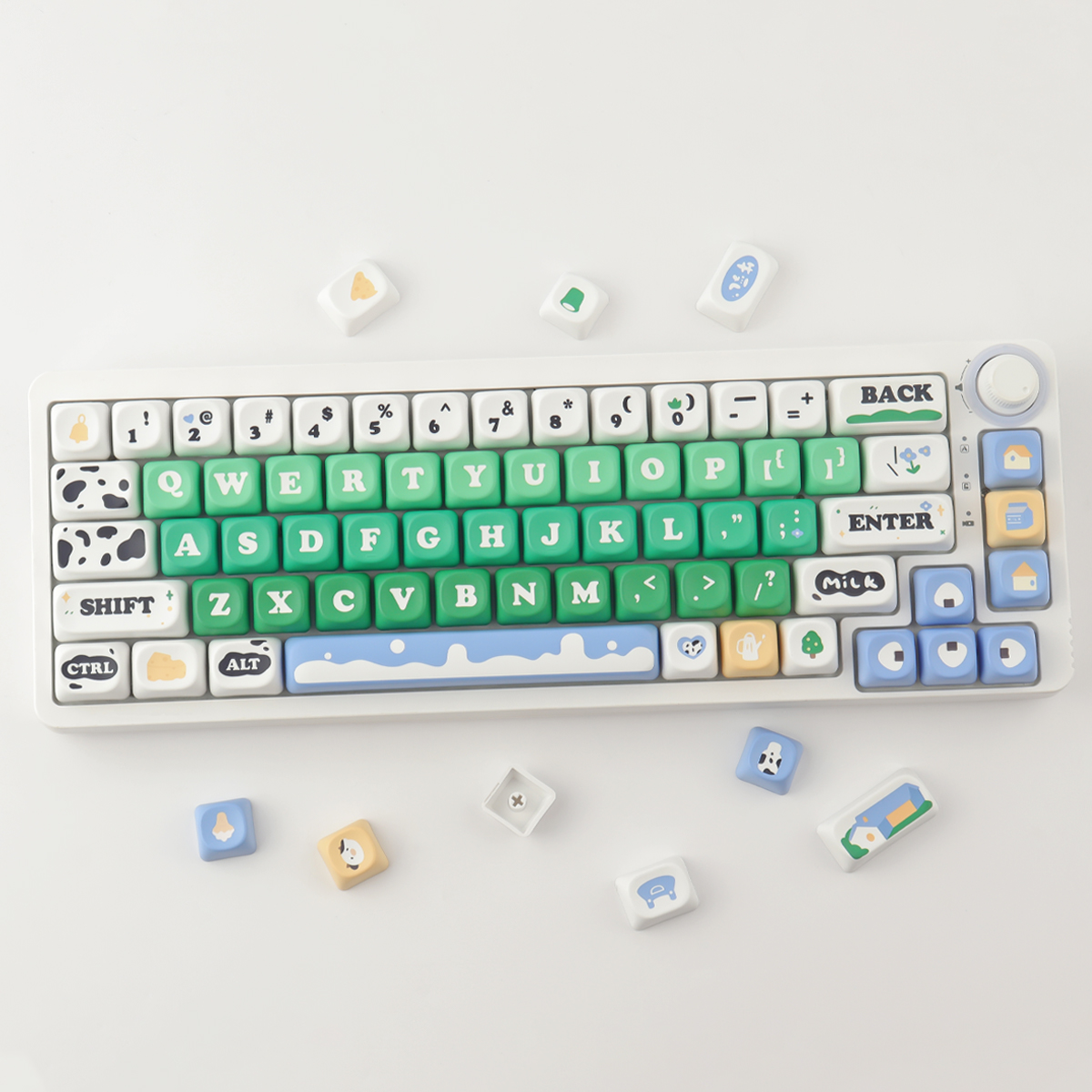 Cow Pasture keycaps 126 Keys keycaps MOA Profile DYE-SUB Personalized ...