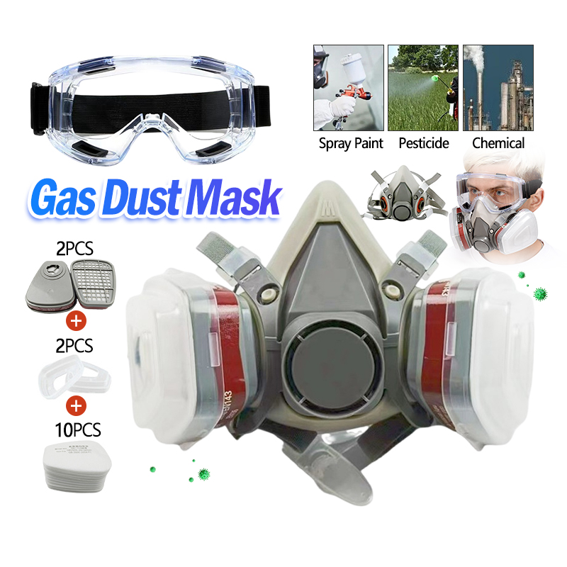 18 in 1 Gas Mask Suit Dual Filter Dust Mask respirator for chemical ...