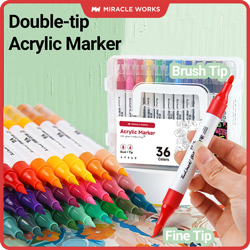 12/24/36/48/60/ Colors Double Head Acrylic Pens Dual-Tip Acrylic Marker ...
