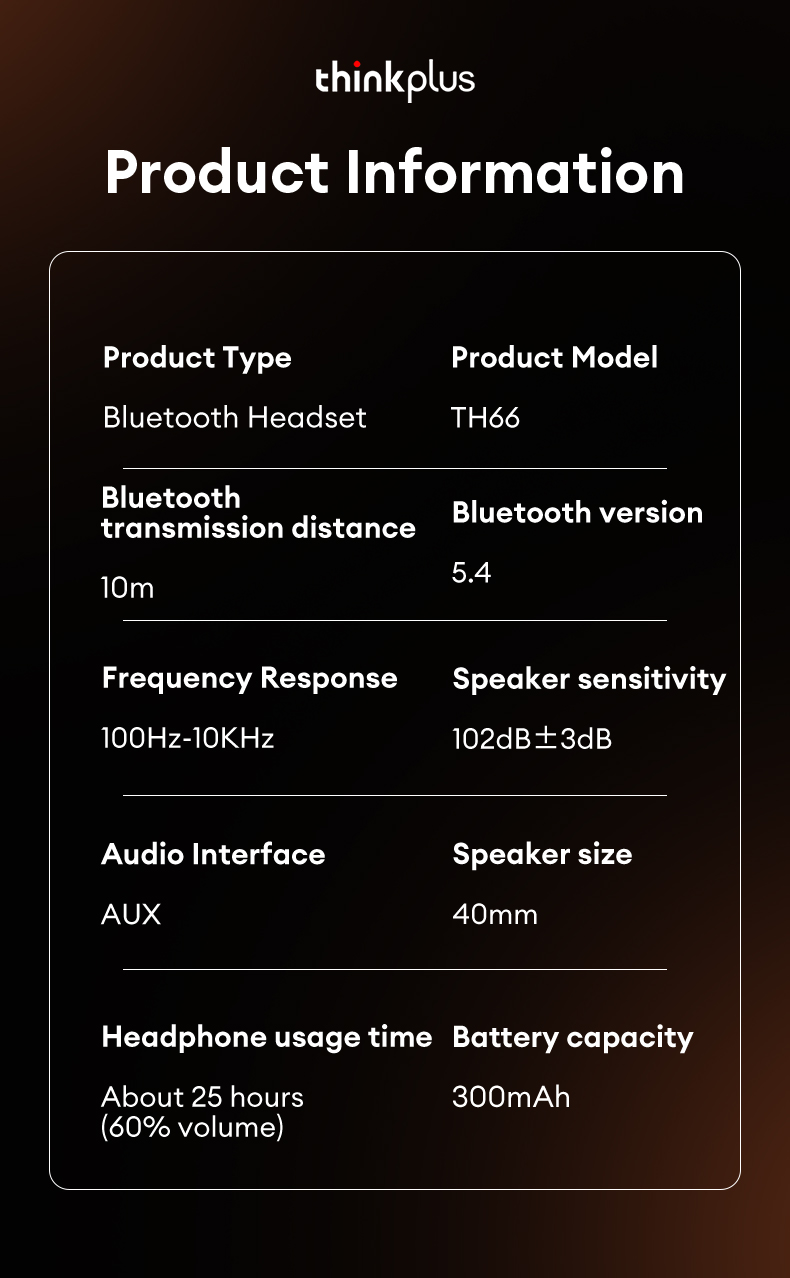 Lenovo TH66 Wireless Headphone Bluetooth Headphone HIFI Stereo Large ...